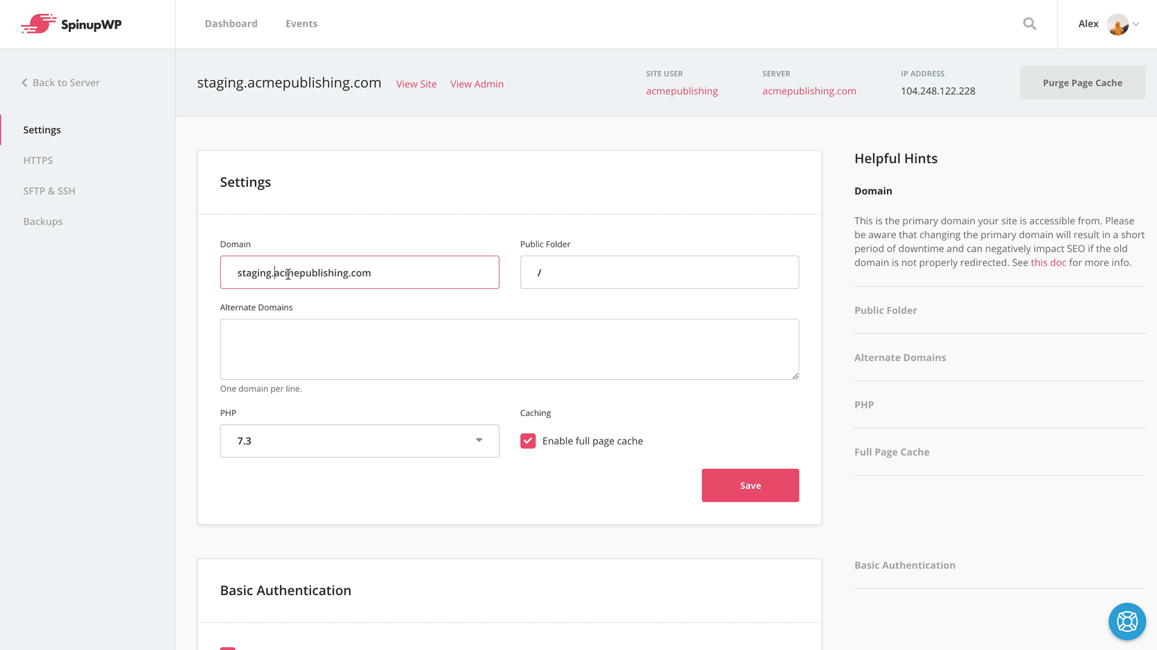 Ability To Change The Primary Domain Of A Site SpinupWP