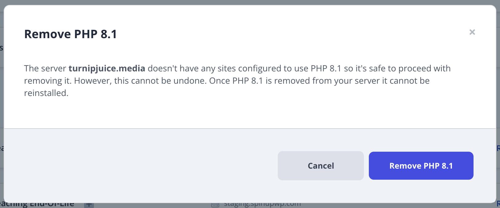 Assistant: Remove old PHP version from server - SpinupWP
